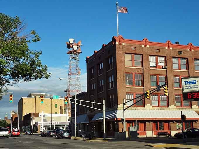 Classic downtown architecture frames wide streets where parking is plentiful and stress is refreshingly absent from daily life.