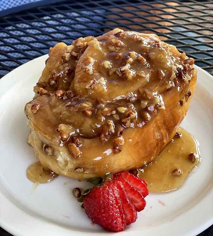 That pecan sticky roll dripping with caramel sauce could make a grown person weep tears of pure breakfast joy.