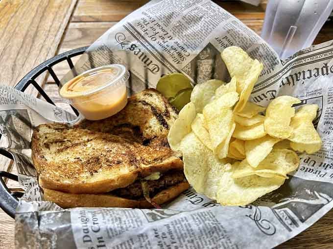 That patty melt on grilled rye is what happens when a grilled cheese and a burger have a delicious baby.
