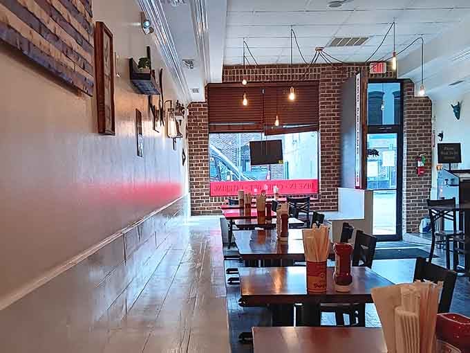 The view toward the exit, though you'll probably want to stay longer and order seconds or thirds.