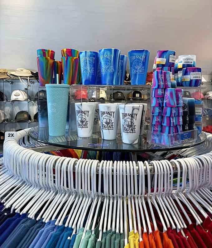 Salty Dog merchandise in every color imaginable, turning loyal customers into walking billboards across the country.
