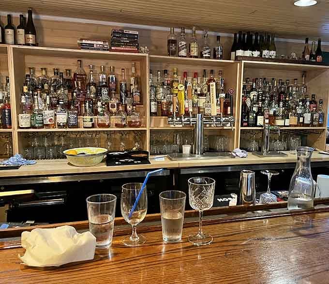 The well-stocked bar features an impressive bourbon selection perfect for sipping alongside your Southern feast tonight.