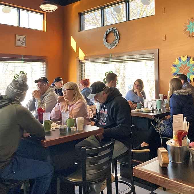 The Sweet & Salty Pig buzzes with laughter and coffee cups, where Wisconsin mornings begin with good food and friendly chatter.