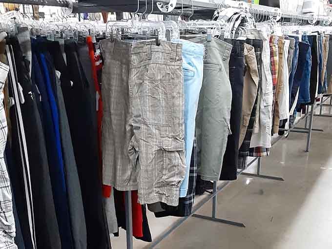 Men's shorts in every shade and style, because apparently everyone cleans out their drawers at the same time annually.
