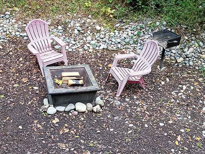 Nothing says romance like a fire pit surrounded by river rocks and the promise of s'mores.