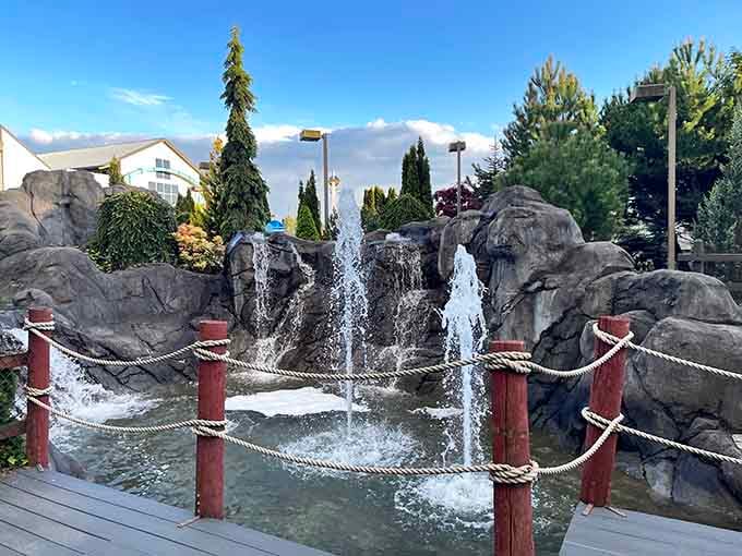 Fountains add unexpected elegance to a place where you'll absolutely forget to act your actual age.