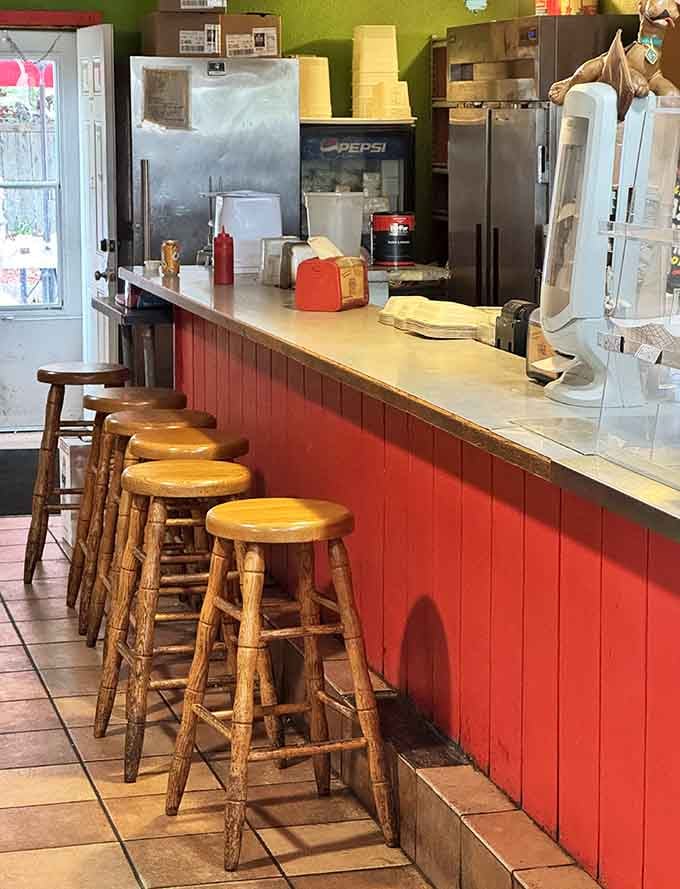 Those wooden counter stools are front-row seats to the culinary action happening right before your hungry eyes.
