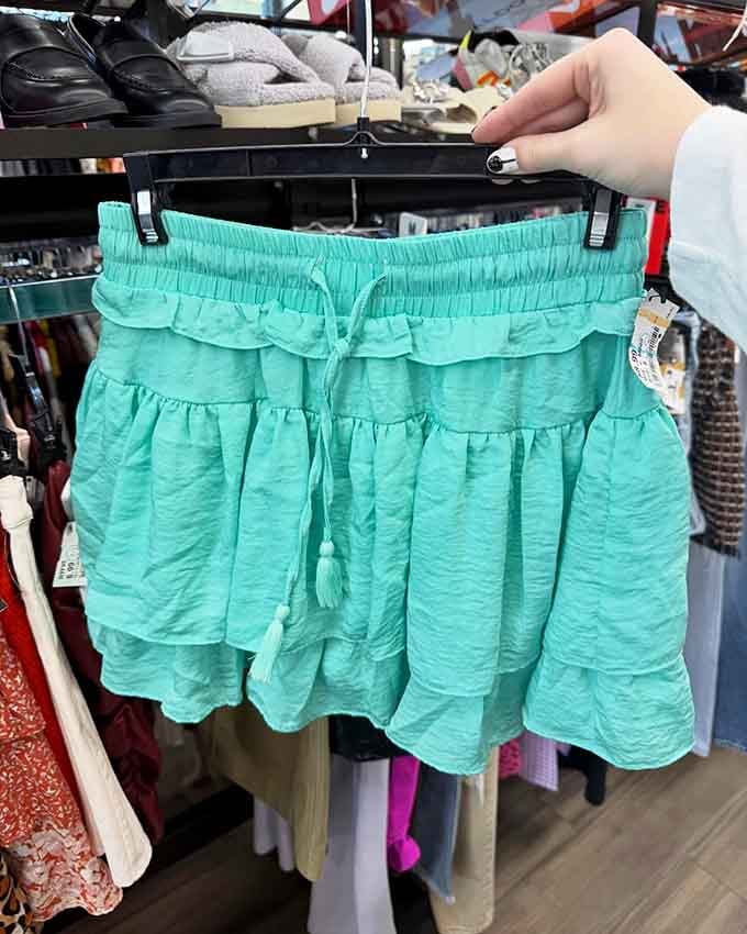 Turquoise skirts with ruffles that scream summer fun louder than your grandkids at the community pool.