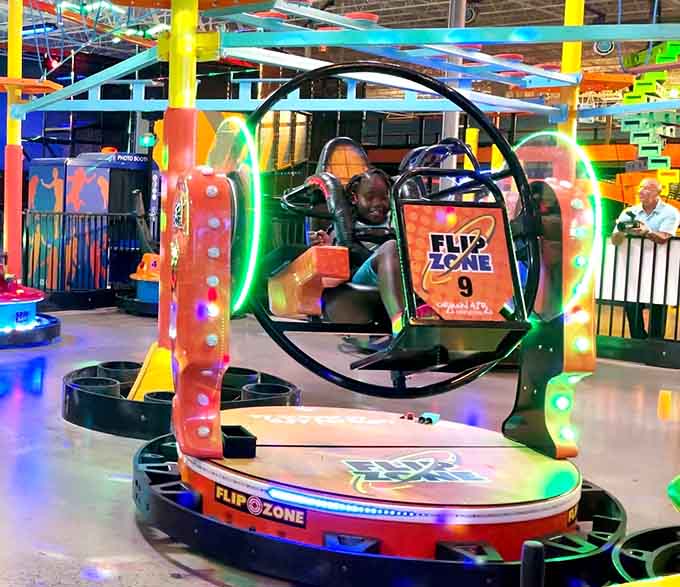 The Flip Zone lets you practice aerial acrobatics without the whole "landing on concrete" consequence problem.