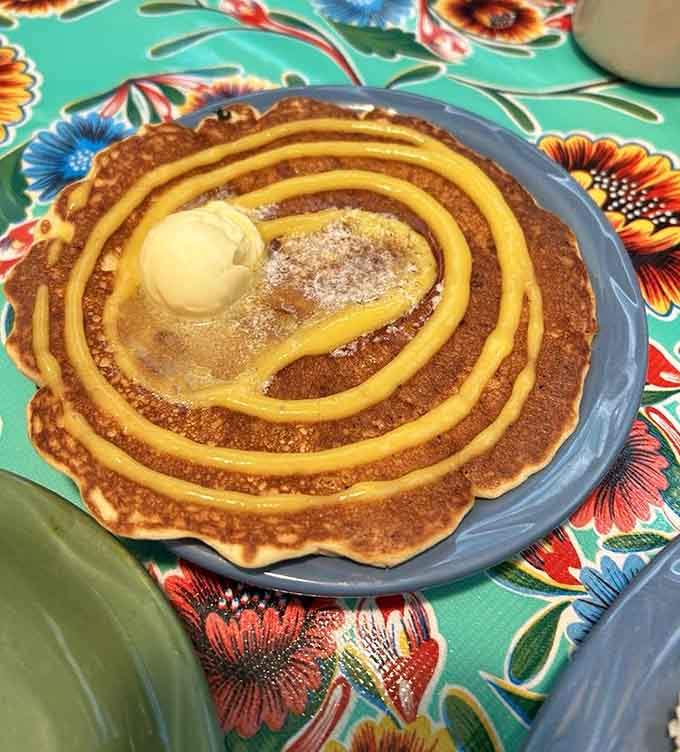 That mango pancake swirl looks like edible art, sweet enough to satisfy without sending you into a sugar coma.