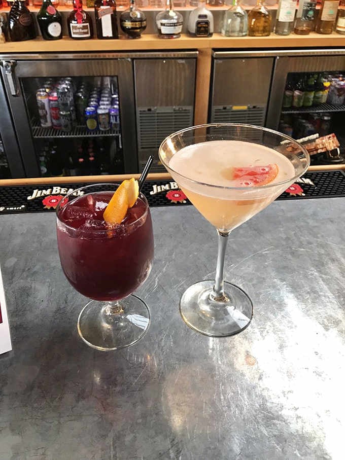 Craft cocktails at the bar prove this former service station now services a completely different kind of need.