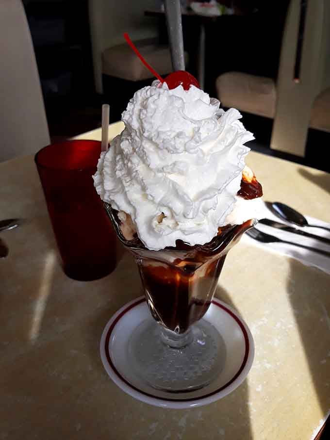 That towering hot fudge sundae crowned with whipped cream and a cherry could make a grown person weep with joy.