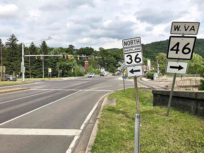 Where Maryland Route 36 meets 135, decisions are made: West Virginia's that way, adventure's waiting in both directions.