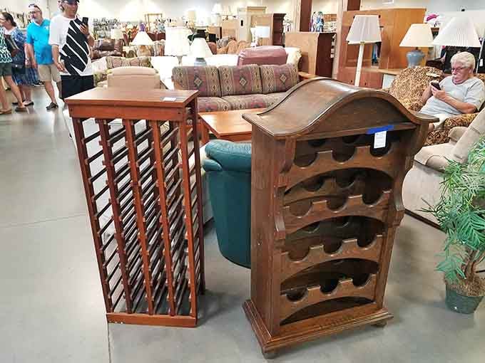 Wine racks suggest someone once had sophisticated entertaining plans, now they're ready to organize your growing collection perfectly.