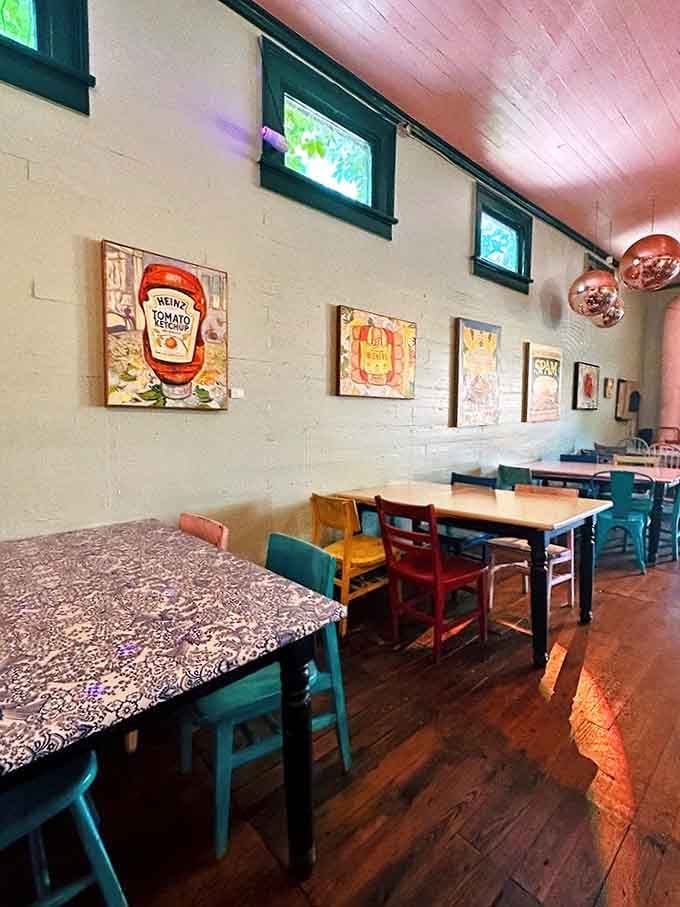 More vintage posters and mismatched seating prove this place celebrates personality over perfection every single day.