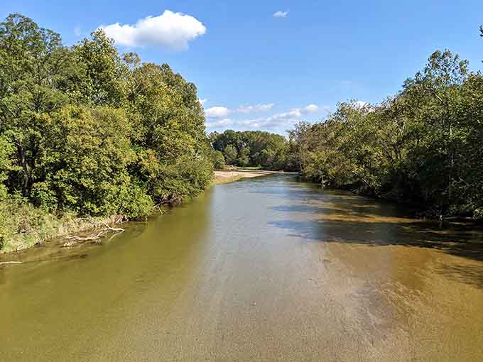 The Whitewater River meanders alongside the tracks, providing scenery that beats any highway billboard you've ever seen.