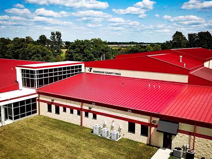 The Randolph County YMCA's bright red roof makes it impossible to miss, like a fitness beacon across the countryside.