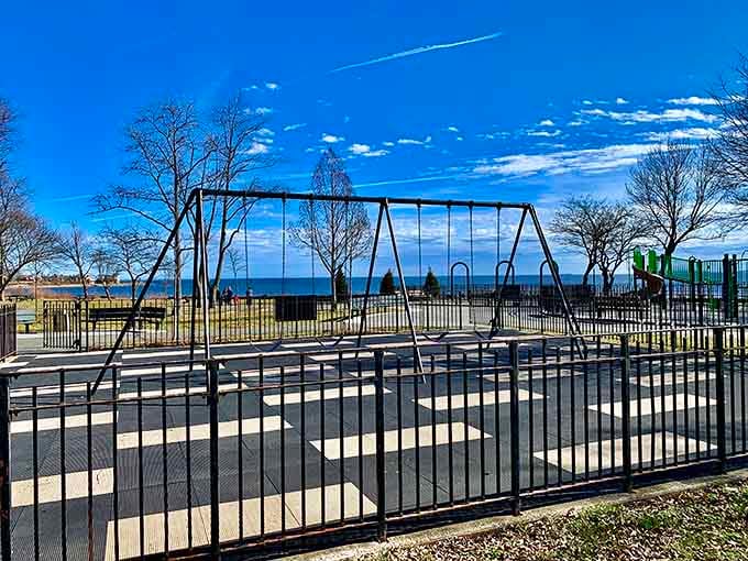 Swings with a water view beat swings facing a parking lot, a scientific fact nobody bothered to study.