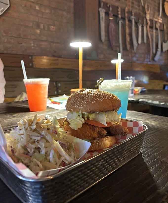 Stacked high and ready to satisfy, this chicken sandwich knows exactly what it's doing.