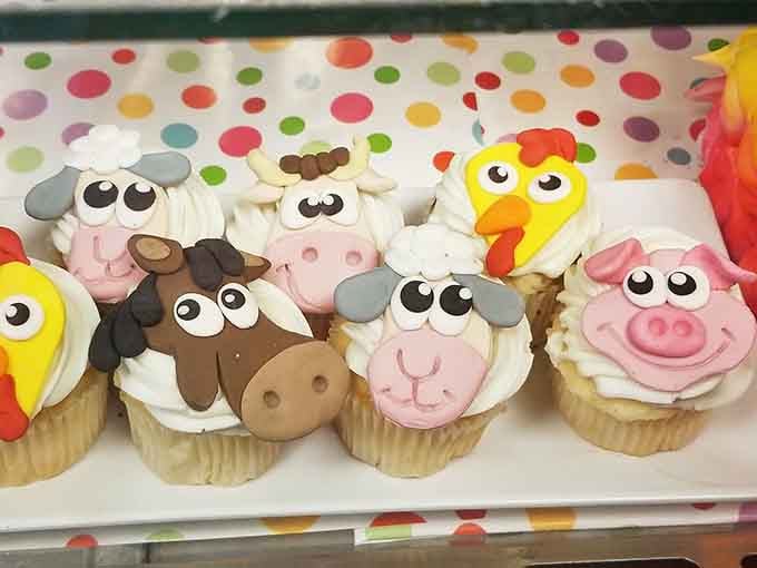 Farm animal cupcakes so charming you'll almost feel guilty eating them—almost, but not quite enough to stop.
