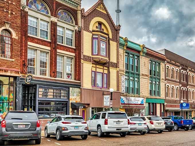 Colorful facades and ornate details show a downtown that's invested in preserving character while embracing the future.
