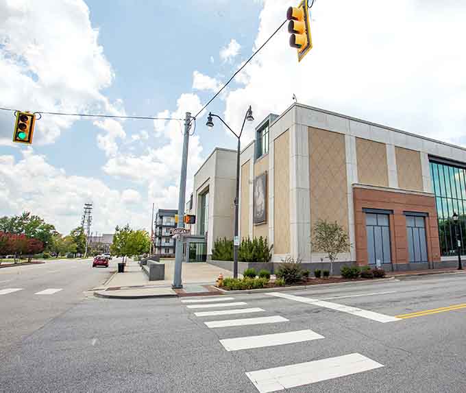 Modern architecture meets practical design in a downtown that balances progress with accessibility and reasonable living expenses.