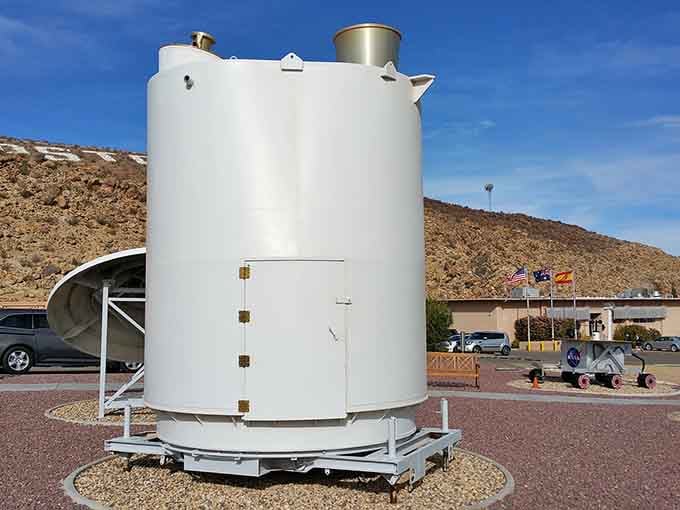 This white cylinder looks like a giant thermos, but it's actually listening to whispers from distant galaxies.