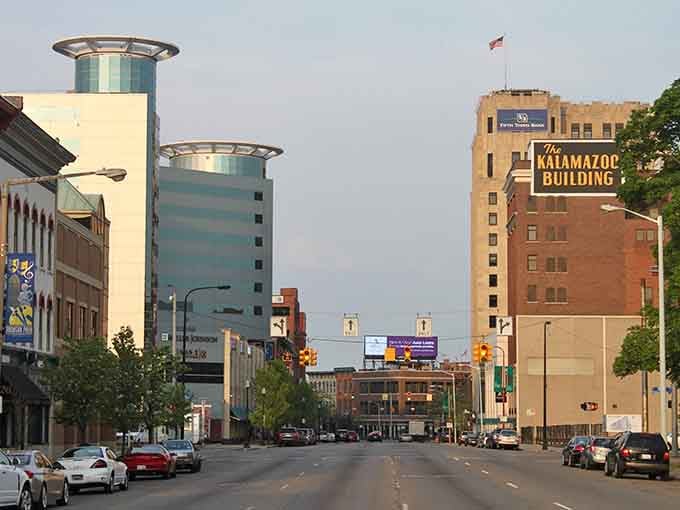 The Kalamazoo Building's vintage signage reminds us that character and charm predate the era of luxury apartment pricing schemes.