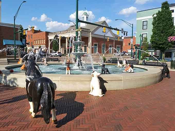 Fountain sculptures of cows bring whimsy to public squares where entertainment doesn't require expensive tickets or reservations.