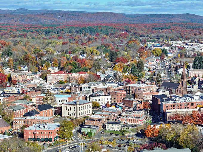 Autumn's spectacular color palette transforms this valley town into nature's own masterpiece of reds and golds.