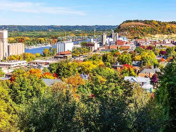 Autumn transforms this riverside town into a painter's palette of gold, crimson, and amber brilliance.