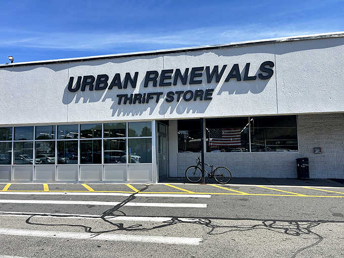 The clean white exterior and simple black letters give this spot a no-nonsense approach to serious bargain hunting.