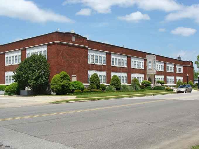 Classic red brick architecture stands strong, proving good bones never go out of style or need fancy updates.