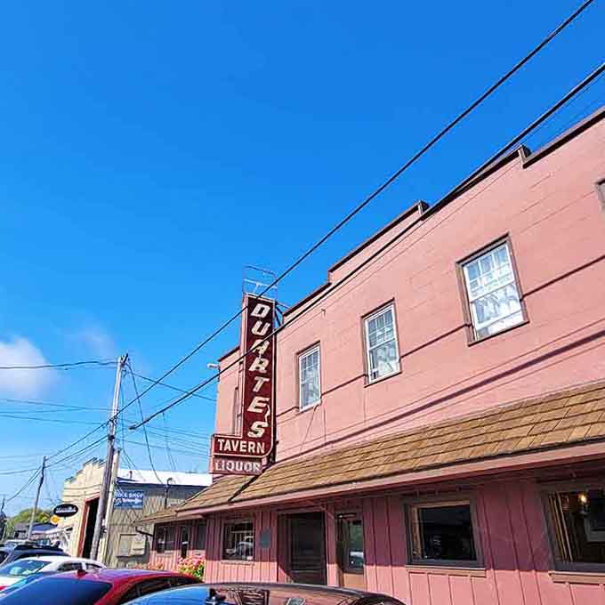 That classic tavern sign promises hearty meals and warm hospitality in a charming small-town California setting.