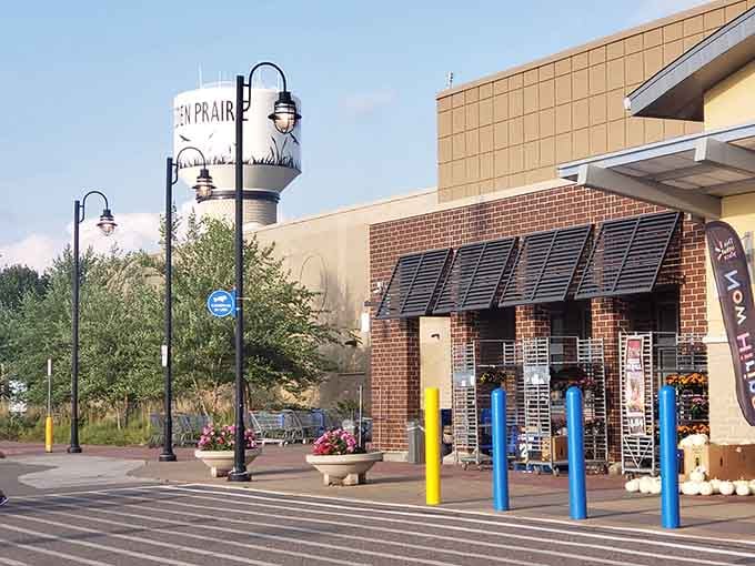 Clean lines and welcoming entrances prove that suburban shopping centers can have personality when someone actually tries.