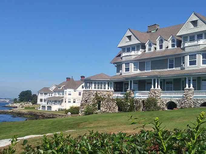 Elegant coastal estates overlook Groton's shoreline, proving waterfront living can be surprisingly affordable in the right Connecticut neighborhood.