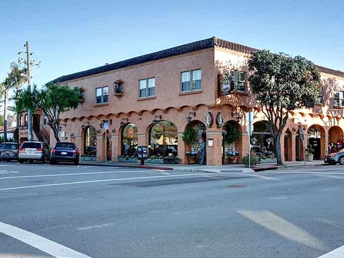 Spanish arches line the street like a warm embrace, welcoming everyone to slow down and stay awhile.