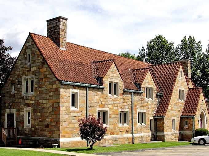 Tudor-style stonework and terracotta tiles create storybook charm that would make even the pickiest architect stop and admire the craftsmanship.