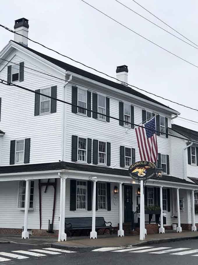 The historic facade and patriotic flag remind you that some traditions - like good food and warm hospitality - never go out of style.