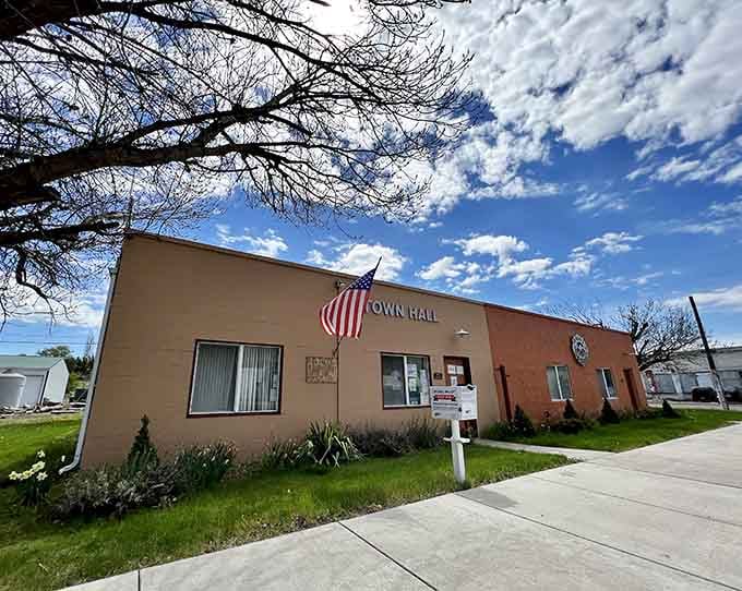 Simple town hall flying Old Glory proves you don't need fancy buildings to house a community's heart and soul.