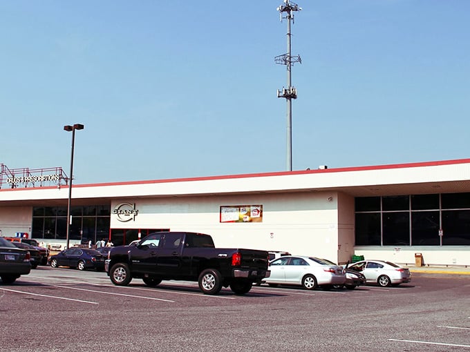 Familiar storefronts line practical streets where everyday shopping becomes easier and retirement living means having everything conveniently within reach.