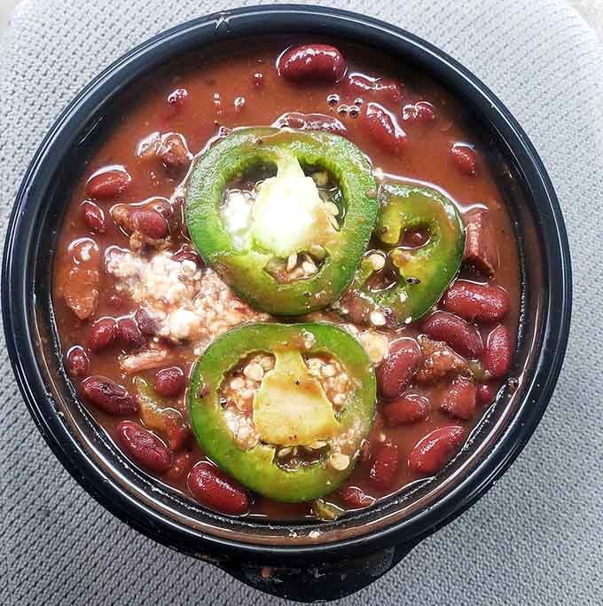 Beef brisket beans with jalapeños prove that even the sides deserve their moment in the spotlight here.