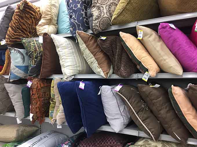 Decorative pillows in every pattern imaginable, ready to make your couch look like it belongs in a magazine spread.
