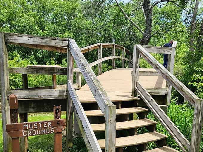 Cross this charming wooden bridge and follow the same paths where Overmountain Men once marched toward their destiny.