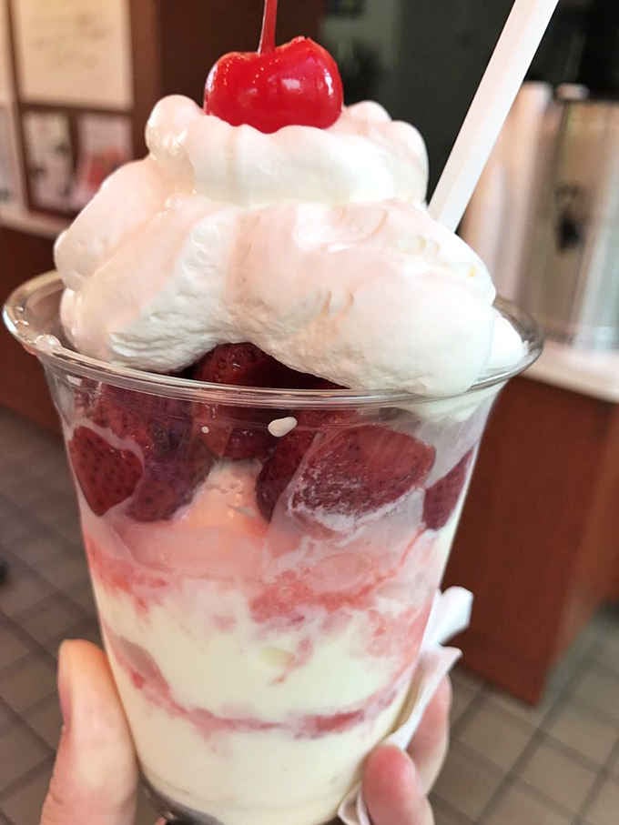 Fresh strawberries and vanilla custard create a sundae so pretty you almost feel guilty eating it. Almost.