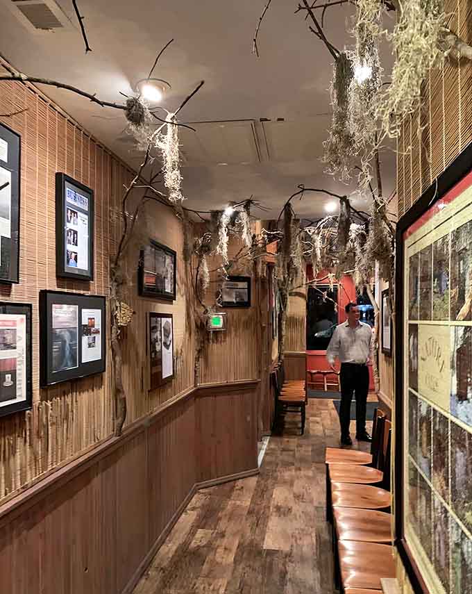 Walking this hallway feels like strolling through an enchanted forest that happens to serve excellent seafood.