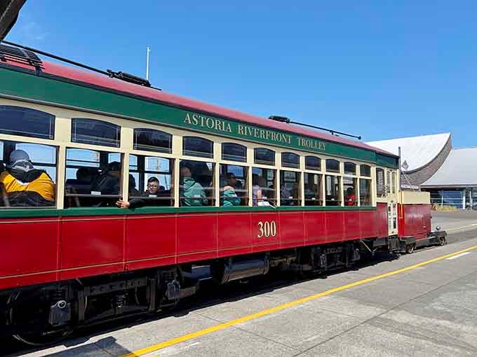Windows frame the waterfront views like a moving gallery of Pacific Northwest beauty.