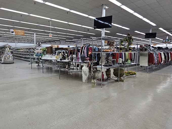 Wide aisles and organized sections make treasure hunting feel less like work and more like pure shopping joy.