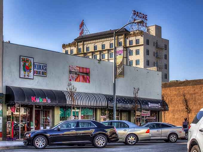 Kuka's sits beneath the iconic Padre Hotel, part of downtown's collection of beautifully preserved historic buildings.