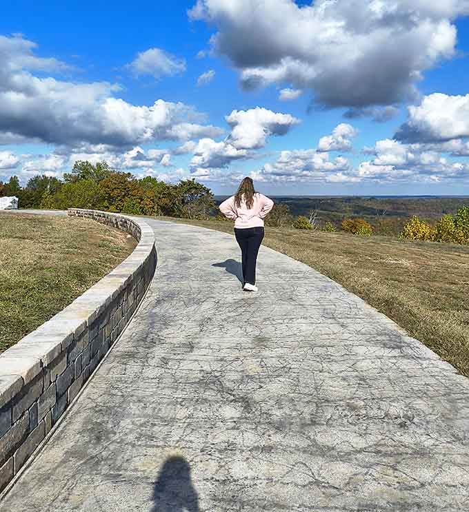The pathway to panoramic views invites contemplation with every step, leading you toward vistas that'll steal your breath.